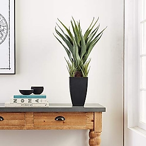 Nearly Natural 30in. Agave Artificial Plant with Black Planter, Green