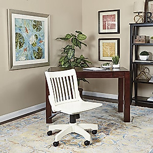 OSP Home Furnishings Deluxe Armless Wood Banker's Desk Chair with Adjustable Height, Locking Tilt, and Heavy Duty Base, White