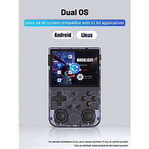MOUJI RG353V Handheld Game Console 3.5 Inch IPS Screen 640 * 480 High Resolution CPU RK3566 Quad-Core OS Android 11, Linux 2G/64G+16G 3200mAh Battery(Purple transparent)