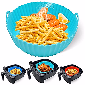 Air Fryer Silicone Liners, 7.5'' 3 to 6 QT Round Reusable Heat Resistant Air Fryer Silicone Liner Bowl Pots Basket Covers Accessories for Ninja COSORI Chefman GoWISE PowerXL Air Fryers Oven