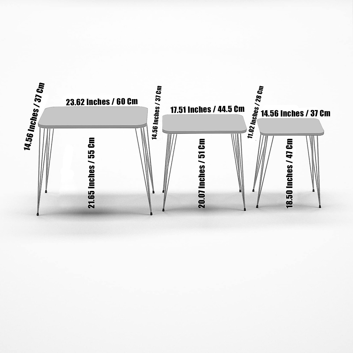 Rectangular Nesting Set of 3, Nesting Table, Modern Woodgrain Look Base for Living Room Coffee Tables or Nightstands - Coffee Table - Side End Table - Small Side Table