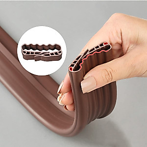 Door Draft Stopper Bottom Seal Strip Noise Blocker - Sweep Strip Under Door Draft Blocker, Soundproof Door Bottom Weather Stripping, for Block Wind, Light, Dust, and Noise (Brown)