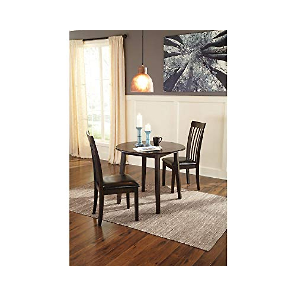 Signature Design by Ashley Hammis Round Dining Room Drop Leaf Table, Dark Brown