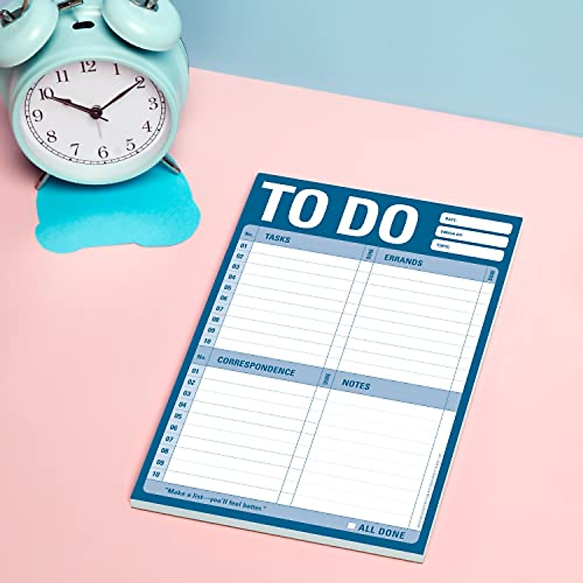 Knock Knock To Do Pad, To-Do List Notepad for Daily Tasks, Errands, Notes, 6 x 9-inches (Blue)