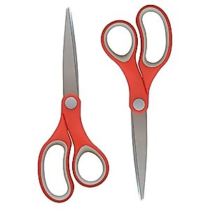Westcott 55846 7-Inch School Scissors, All-Purpose Heavy-Duty Scissors for Crafting, School and Work, Red/Gray, 2 Pack