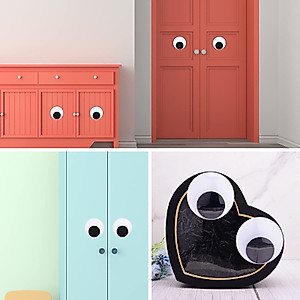 Hapeper 4 Inch Giant Wiggle Eyes with Self Adhesive, Big Black Plastic Eye for DIY Crafts Furniture Door Halloween Decoration, 6 Pack