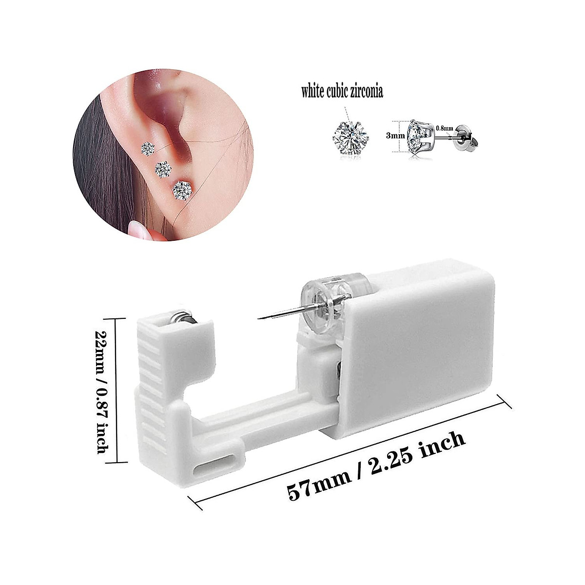 4 Pack Ear Piercing Gun Kit, SLVIEKAE Disposable Ear Piercing Gun with Silver Earring Studs Safety Ear Piercing Gun Kit Tool (3mm)