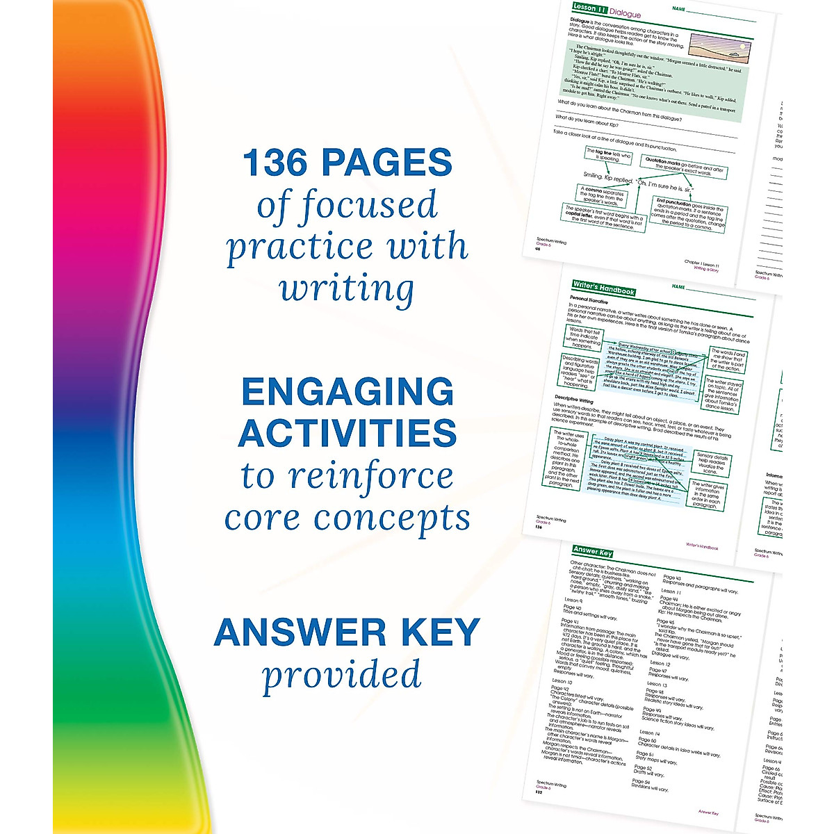 Spectrum 6th Grade Writing Workbooks, Ages 11 to 12, 6th Grade Writing, Informative, Argumentative, and Descriptive Story Writing Prompts, Writing Practice - 136 Pages