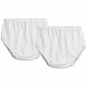 Made in USA 2-Pack Baby Girls and Baby Boys Unisex Diaper Covers Bloomers Soft Cotton, White/White, 6/9M