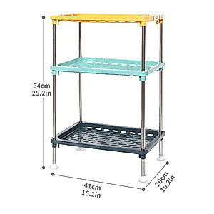 ruishetop Multicolor Plastic Storage Rack Easy Assembly Space Saving for Kitchen Laundry Room Bathroom (3-Tier)