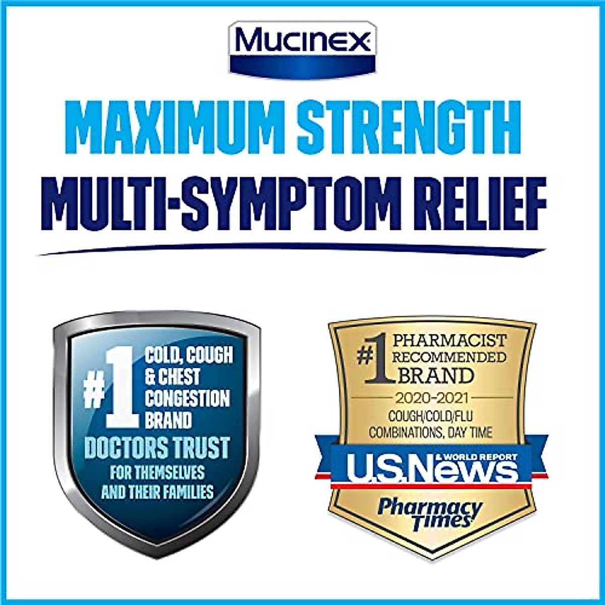Maximum Strength Mucinex Sinus-Max Pressure, Pain & Cough & Nightshift Sinus Caplets, Fast Release, Powerful Multi-Symptom Relief, 20 caplets (12 Day time + 8 Night time) (Pack of 2)