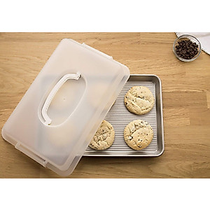 USA Pan Bakeware Nonstick Jelly Roll Pan With Lid, White