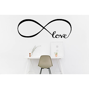 Wall Stickers Bedroom Decor Infinity Symbol Word Love Vinyl Art Decal (7'' X 22'', Black)