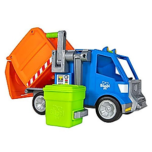 Blippi Recycling Truck - Includes Character Figure, Working Lever, 2 Trash Cubes, 2 Recycling Bins - Sing Along with Popular Catchphrases - Educational Toys for Kids - Amazon Exclusive
