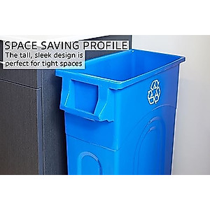 United Solutions Highboy Recycling Container, 23 Gallon, Space Saving Slim Profile and Easy Bag Removal for Indoor or Outdoor use, Recycle Blue (TI0033)