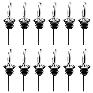 New Star Foodservice 26825 Stainless Steel Bottle Pourers w/Tapered Spout, Set of 12