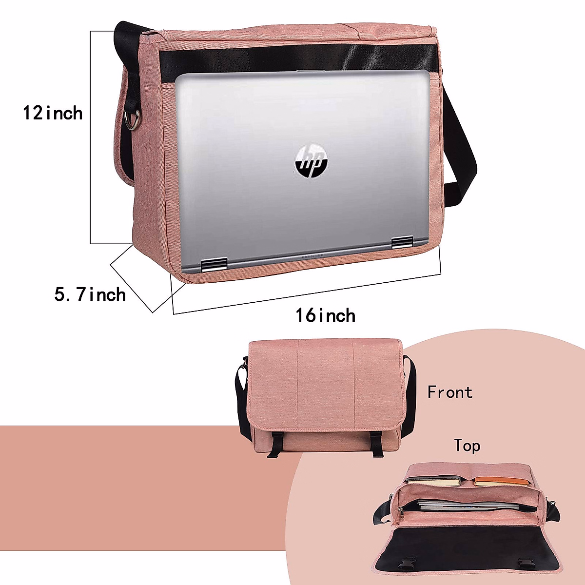 Marryking Classic Canvas Messenger Bag for All Purpose use, Pink, Size One_Size