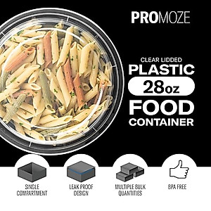 50-Pack Reusable Meal Prep Containers Microwave Safe Food Storage Containers with Lids, 28 oz Round Take Out Disposable Plastic Bento Lunch Box To Go Meal Prep Bowls, BPA-Free, Freezer Dishwasher Safe