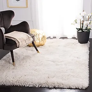 SAFAVIEH Venice Shag Collection Accent Rug - 2' x 3', Pearl, Handmade Glam, 3-inch Thick Ideal for High Traffic Areas in Entryway, Living Room, Bedroom (SG256P)