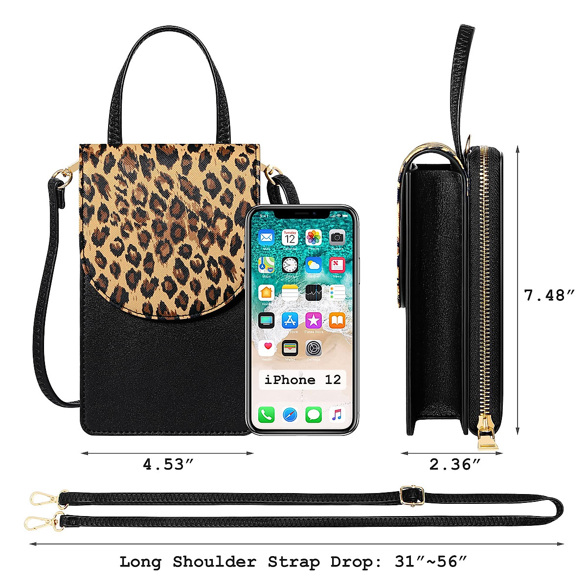 KUKOO Small Crossbody Bags for Women Cell Phone Purse Wallet Mini Shoulder Handbag with Credit Card Slots