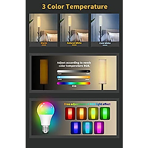 ELINKUME LED Floor Lamp for Living Room,67" Modern Floor Lamp with Remote,Dimmable RGB Clothes Hanging Standing Lamp-Remote & WiFi APP Controlled, Includes 9W Bulb for Bedroom,Corner Space