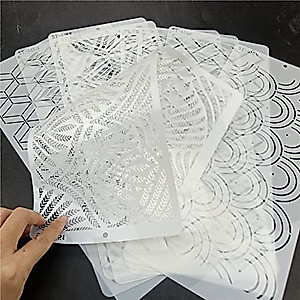 AK ART KITCHENWARE 15 PCS Plastic Airbrush Cookie Cake Stencils for Cake Decoration Fondant Decorating Stencils for Wall Painting Drawing Stencil Set Cake Tools ST-6151~6165