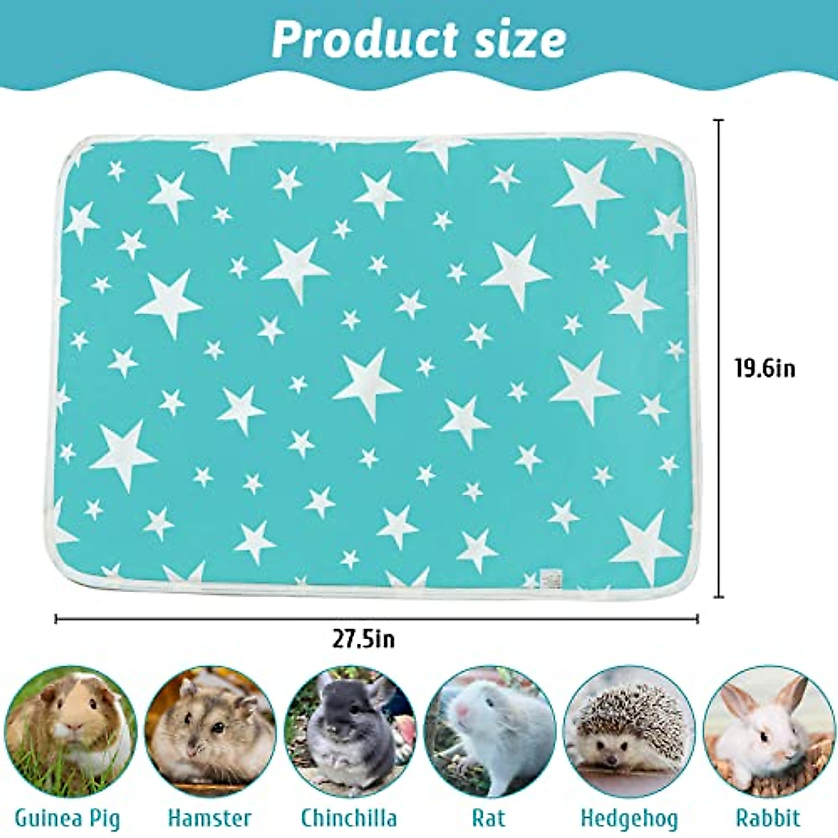 BNOSDM Guinea Pig Cage Liners 3 Packs Reusable Small Animals Pee Pads Washable Guinea Pig Bedding Highly Absorbent Cage Mats for Rabbits Hamsters Rats and Other Small Pets