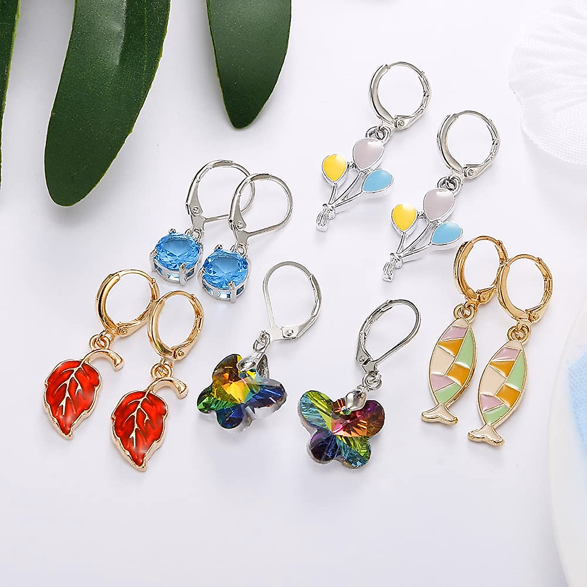 20 Pairs Random Mixed Resin Acrylic & Metal Earrings Set, Weird Dangle Drop Drink Bottle Animal Pendant Earring, Funny Statement Fashion Hoop Earring Jewelry for Women (20pcs Random Mixed)