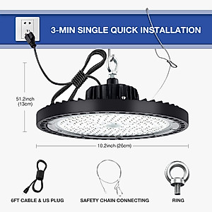 EVBFORU 6 Pack UFO LED High Bay Light 150W, High Bay LED Lights 21,000LM (160LM/W), 5000K LED Shop Light with IP66 Commercial Warehouse Area Light for Wet Location Area, Workshop, Garage