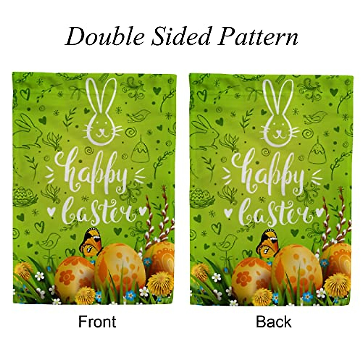 My Little Nest Seasonal Garden Flag Easter Golden Eggs Grass Flowers Double Sided Vertical Garden Flags for Home Yard Holiday Flag Outdoor Decoration Farmhouse Banner 12"x18"
