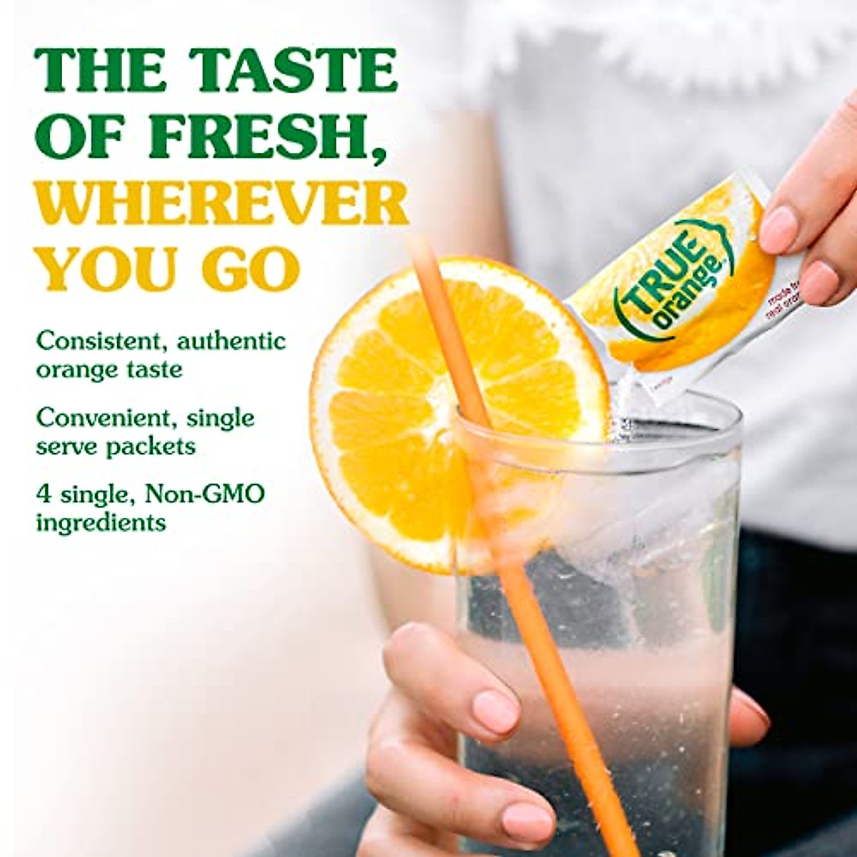 TRUE ORANGE Water Enhancer, Bulk Pack, Zero Calorie Flavoring, For Bottled Water, Iced Tea & Recipes, Flavor Packets Made with Real Oranges, Count 500 (Pack of 1) - Packaging May Vary