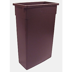 Continental 8322BN 23-Gallon Wall Hugger LLDPE Waste Receptacle, Rectangular, Brown
