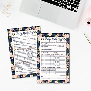 Hadley Designs - Nanny Newborn Baby or Toddler Log Tracker Journal Book, Daily Schedule Feeding Food Sleep Naps Activity Diaper Change Monitor Notes For Babies - 50 Sheet Pad