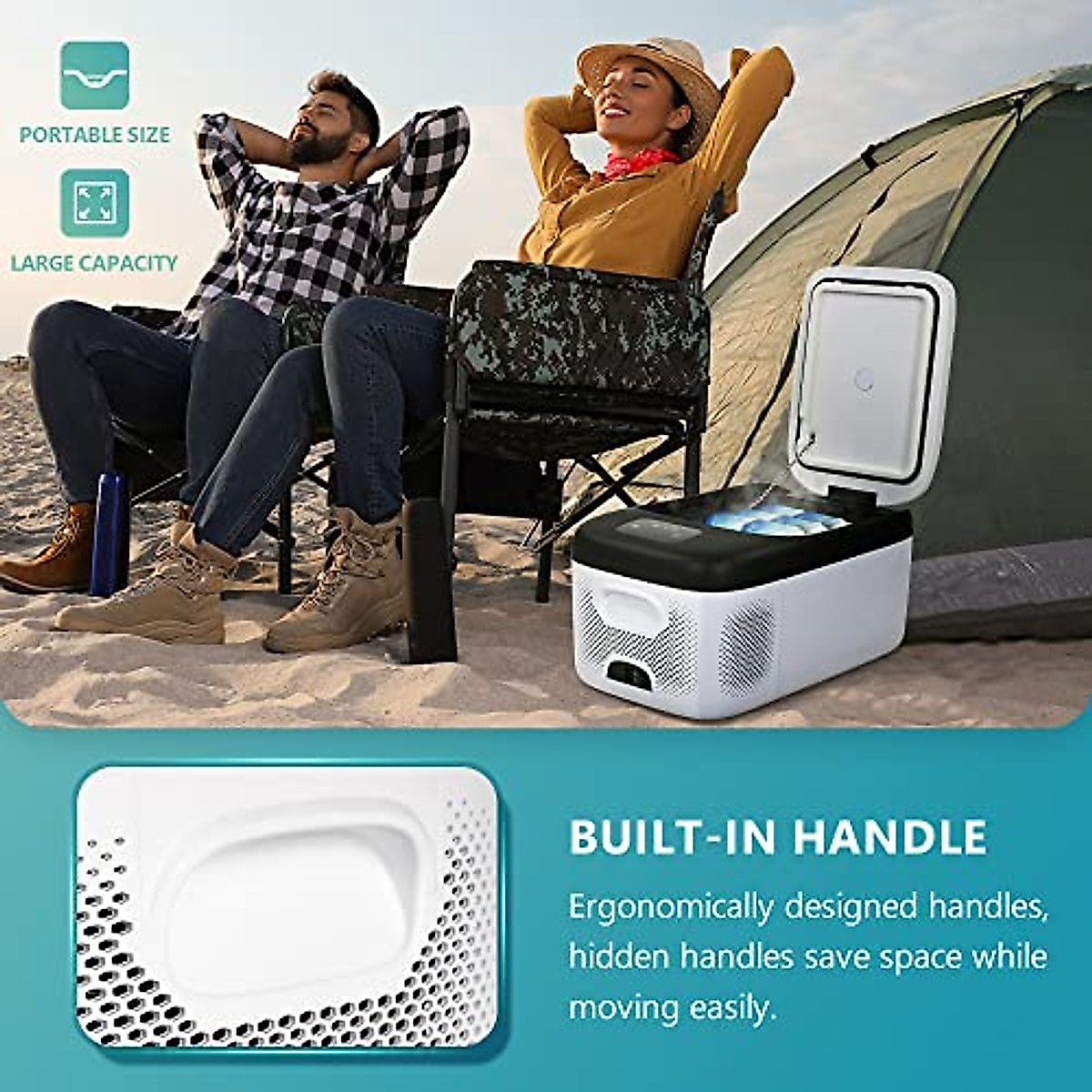 EUHOMY 12 Volt RV Refrigerator 17QT(16 Liter)，Car Refrigerator Portable Freezer with 110-240V AC & 12/24V DC,12 Volt Refrigerator Fridge Cooler For Car, Van,RV, Fishing, Camping, Travel.(New)