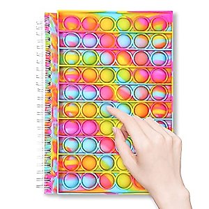 Fidget Notebook, Fidget Spiral Notebook, Push Pop Bubble Fidget Sensory Toy Stress Reliever Stationery, Composition Notebooks Portable for School Office Notebook Kids School Gifts Macaron Notebook