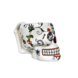 Hella Cocktail Co. Day of the Dead Sugar Skull 14oz Ceramic Mug for Margartias, Micheladas, Mocktails, Cocktails, Tequila Special Mexican Parties