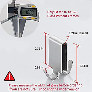 MOKIUER Double Hooks for Glass Shower Door, Towel Hooks Over The Bathroom Glass Wall 0.31-0.39in, Stainless Steel, Brushed,2 Pack.