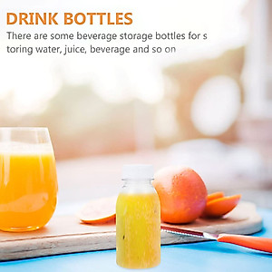 DOITOOL Plastic Juice Bottles with Caps - 15Pcs Reusable Juice Containers with Lids for Fridge - Clear Refillable Water Bottles Smoothie Bottle for Homemade Juices, Milk, Tea（100ml/3.4oz