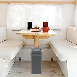 Ramddy 3 Pack Plastic Garbage Can, Gray, 7 L Trash Can with Swing Lid