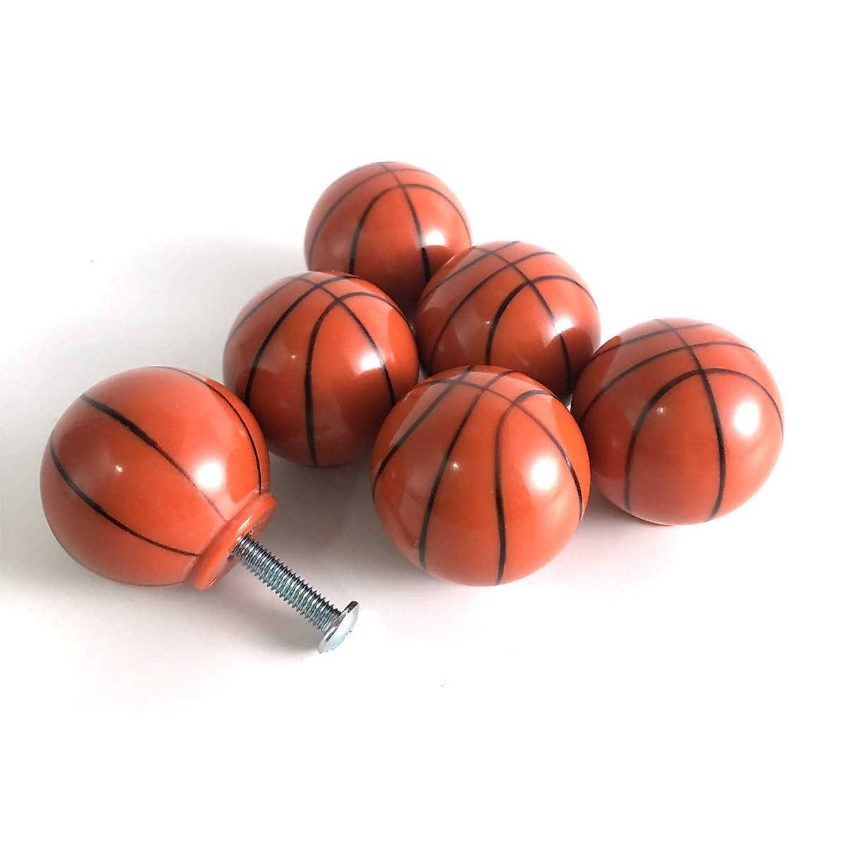 ZTie Set of 6 Basketball Cabinet Drawer Door Knobs Handles Child Dresser Drawer Pulls Desk Handles Sports Nursery Home Bedroom Decor