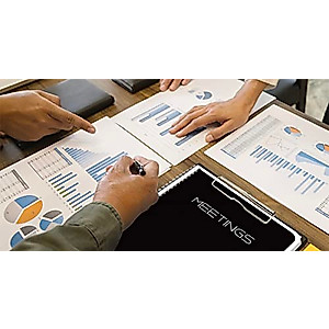 BookFactory Meeting Notebook/Meeting Book for Work- Black 120 Pages (Ruled Format), 8.5in x 11in, Wire-O Bound (MTG-120-7CW-A-(Meetings-K)-MX)