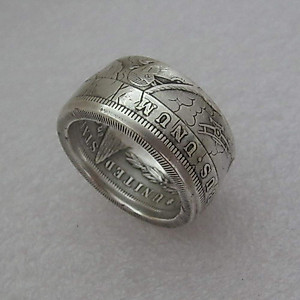 JOOLIXUACT Hobo Coin Ring Handcrafted Ring Made from US Morgan Hobo Coin