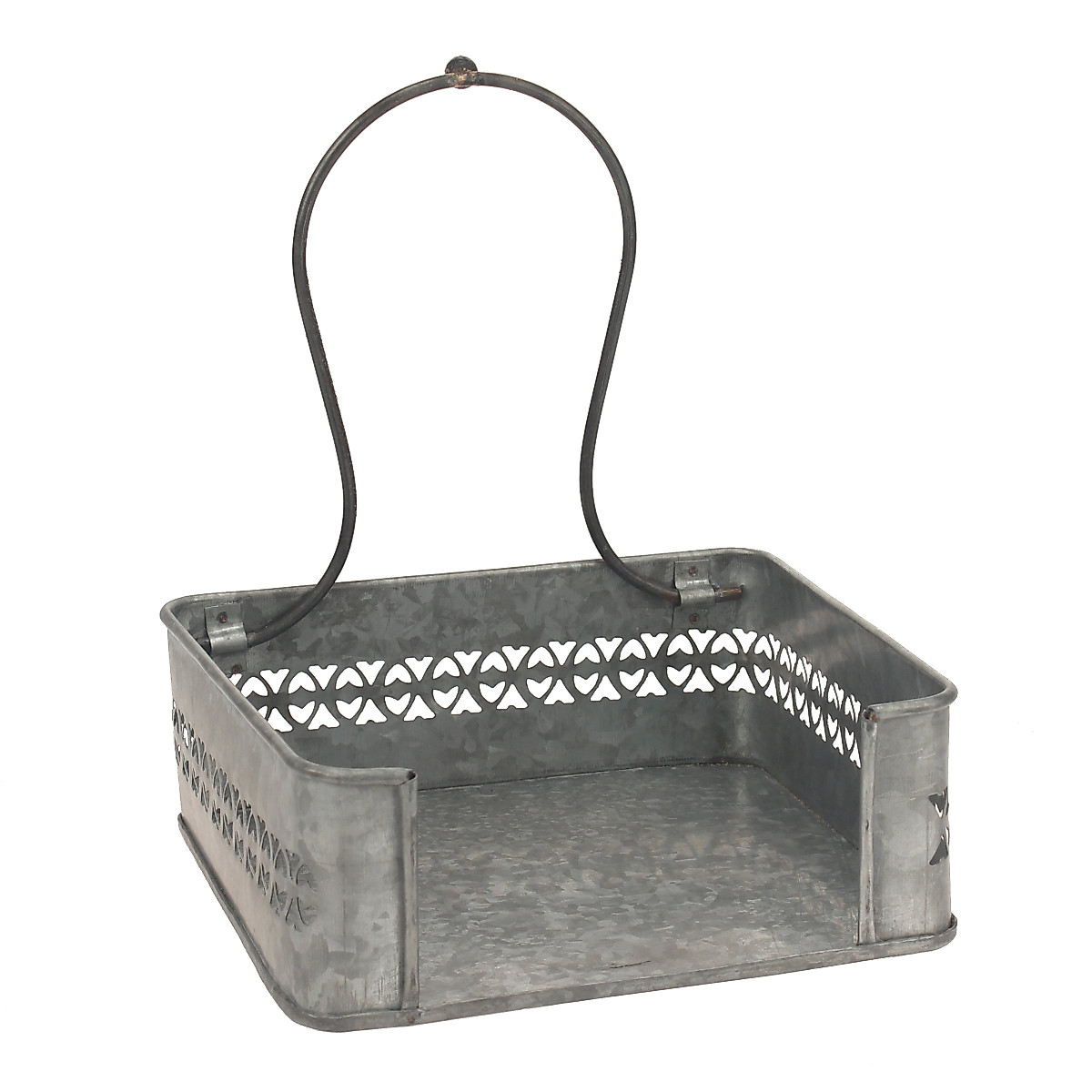 Stonebriar Rustic Silver Galvanized Metal Table Top Napkin Holder, Decorative Napkin Tray for Dining Table and Kitchen, Unique Tissue Dispenser for Bathroom, Horizontal Display, Gray