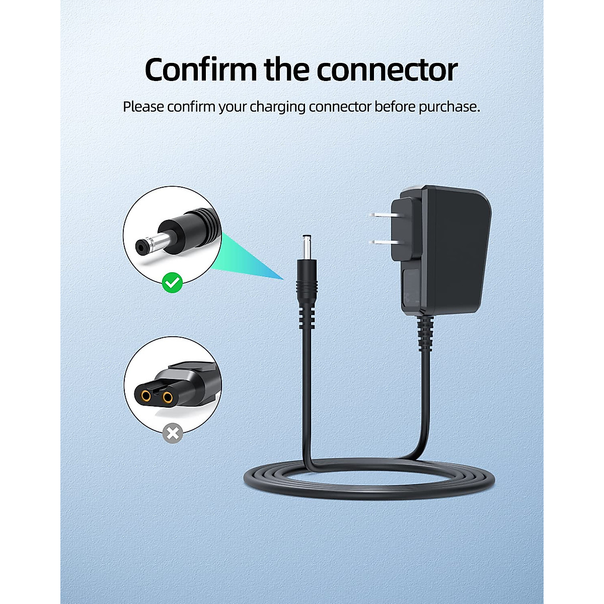 8V Power Cord Fit for Philips HQ840 Power Cord Shaver Norelco Multigroom Series 3000 MG3760 MG3760/50 MG3750 MG3750/50 MG3750/10 MG3750/60 Trimmer Replacement Charger Supply 5Ft