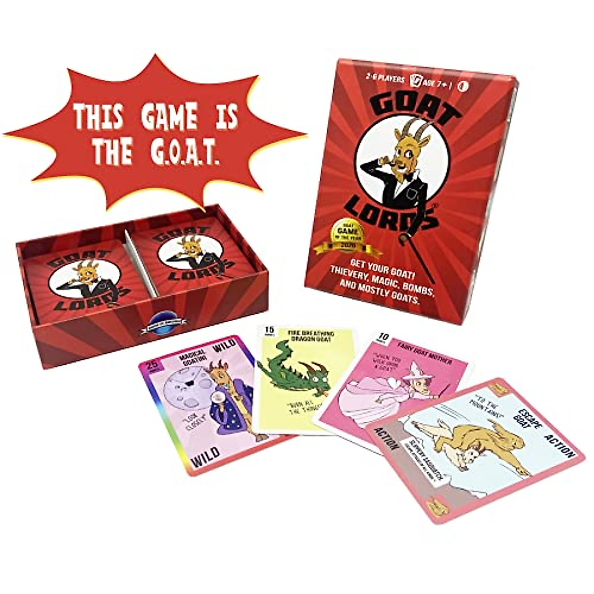 Gatwick Games Goat Lords, Hilarious, Addictive and Competitive Card Game with Goats, Best Card Games for Families, Adults, Teens, and Kids, Makes for Great Stocking Stuffers, 2-6 Players