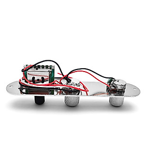 SAPHUE Guitar Control Plate Loaded Chrome/Nickel with 3 Way Switch 500K Tone and Volume Knob Prewired Screws Output Jack for Fender Tele/Telecaster Gibson Sg Electric Guitar Parts Replacement