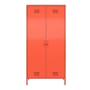 Novogratz Cache Tall 2 Door Metal Locker Cabinet, Orange