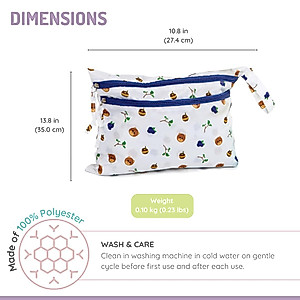 melii Waterproof Wet & Dry Bag with Handle, for Wet Bathing Suits, Diapers and Potty Training and Dishes (Bear)