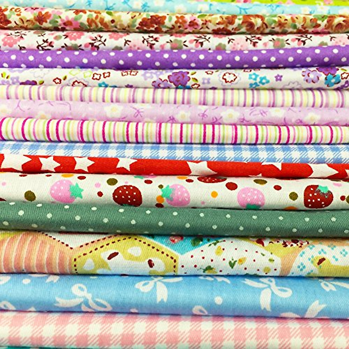 flic-flac 200pcs 4 x 4 inches (10cmx10cm) Cotton Craft Fabric Bundle Squares Patchwork Lint DIY Sewing Scrapbooking Quilting Dot Pattern Artcraft