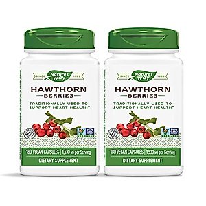 Nature's Way Premium Herbal Hawthorn Berries 1,530 mg per Serving, 180 Vegetarian Capsules (2 Pack)